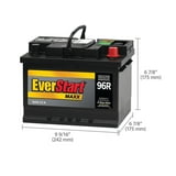 EverStart AUTO MAXX-96R, 12 Volt, Car Battery, Group Size 96R, 600 CCA, EverStart, Car Battery ...