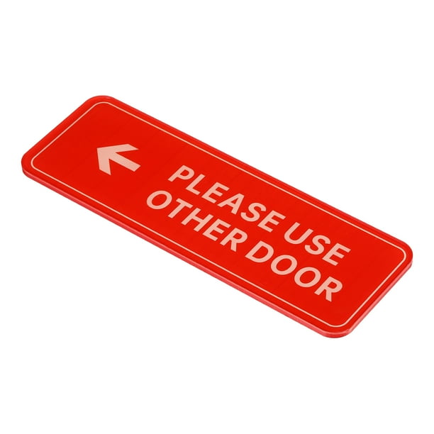 Uxcell 9"x3" Please Use Other Door Left Arrow Sign Acrylic Adhesive ...
