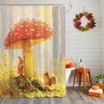 Bathroom Shower Curtain Red Mushroom Cute Gnome Squirrel Waterproof ...