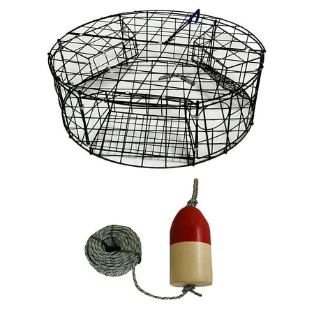 Vinyl Coated Round Crab Trap, 1/4" x 100' Lead Rope & 5"X11" Red/White ...