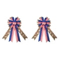 2 Pcs Patriotic Bow Wreath Red White Blue Star Burlap Bow American Flag ...