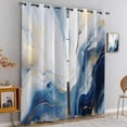 Blue Gold Marble Style Blackout Curtains for Bedroom, Abstract Gilded ...