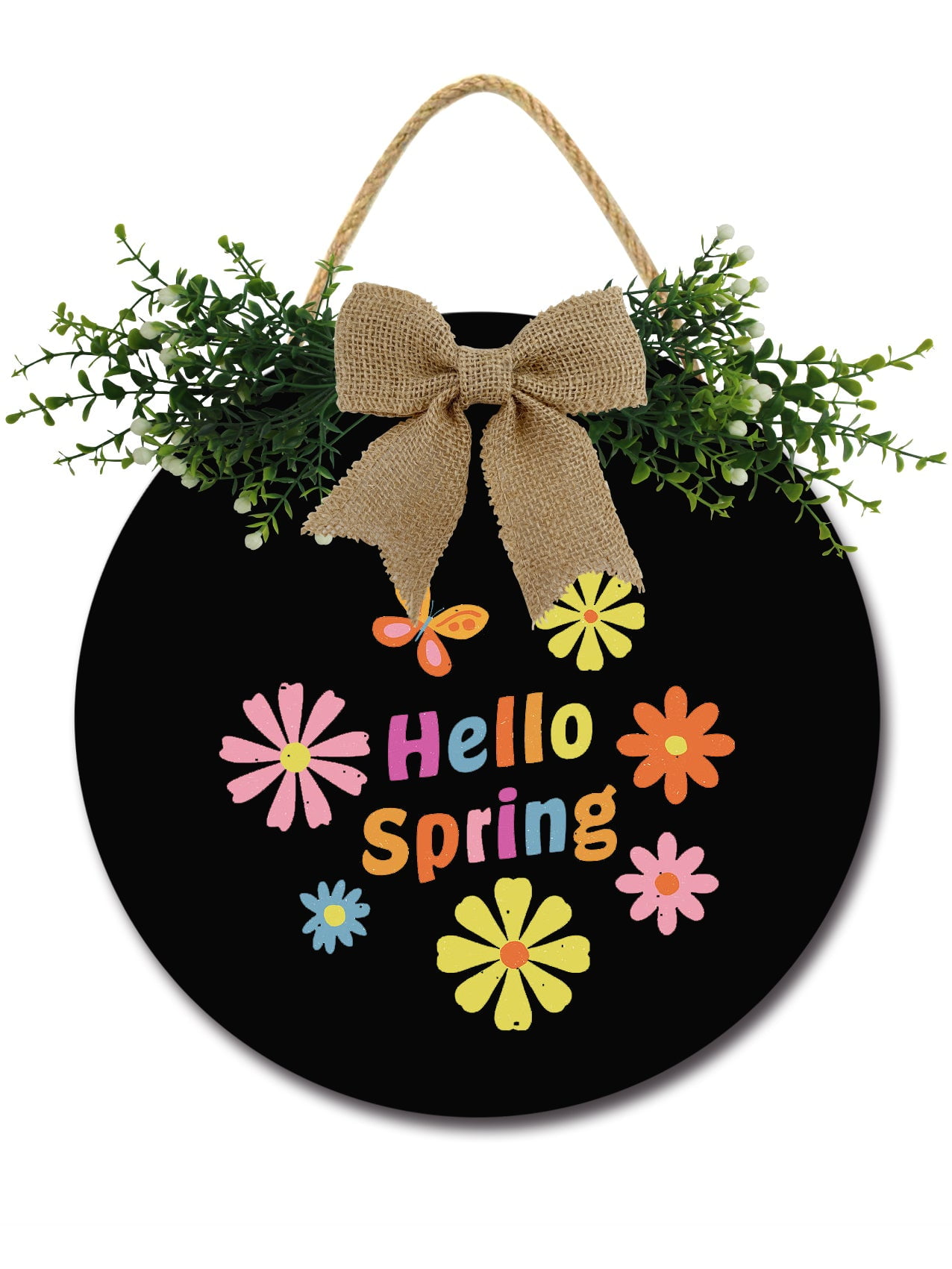 Hello Spring Front Door Sign Funny Wreaths Hanging Wooden Plaque ...