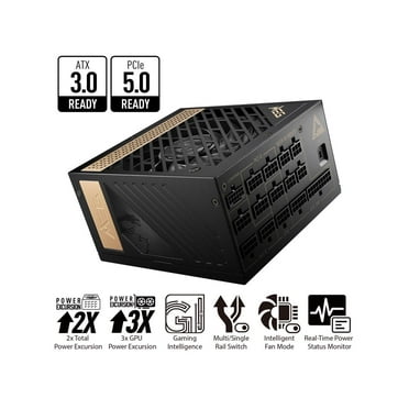 MSI - MPG A1250GS PCIE5, 80+ Gold Full Modular Gaming PSU, Dual 12V-2x6 ...