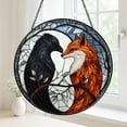 Fox and Raven Stained Glass Style Suncatcher, Fantasy Forest Animal ...