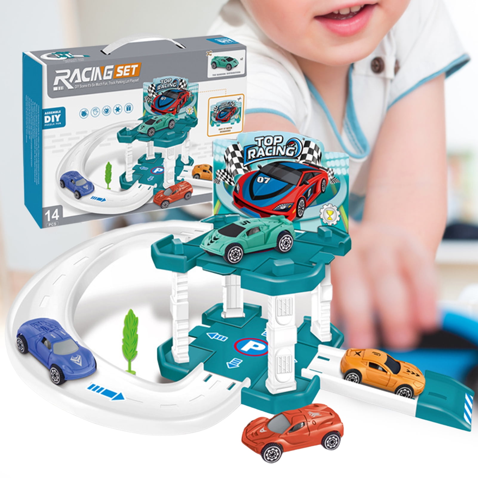 Assembled Car Playset - Includes Gliding Rail and 360 Rotation ...
