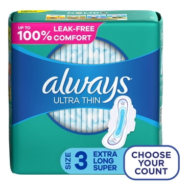 Always Maxi Size 2 Long Super Pads with Wings, Unscented, 45 Count ...