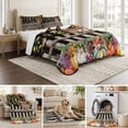 90x96in Quilt Bedding Set, Autumn Pumpkin Flower Leaf Lightweight ...