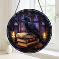 Raven and Books Window Hanging, Stained Glass Style Literary Gothic ...