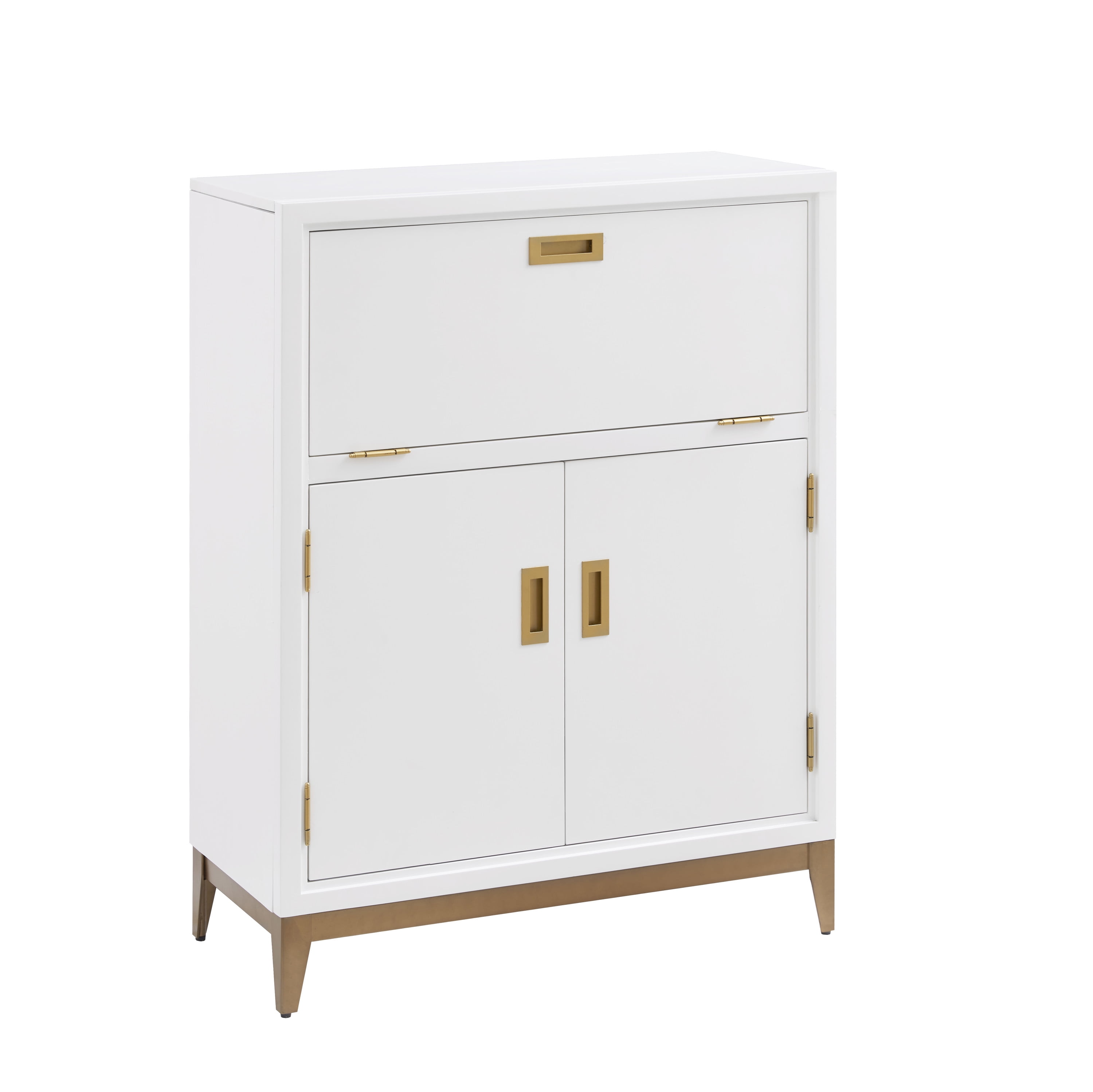 Design House Leick Home Drop Lid Hideaway Desk in White and Gold ...