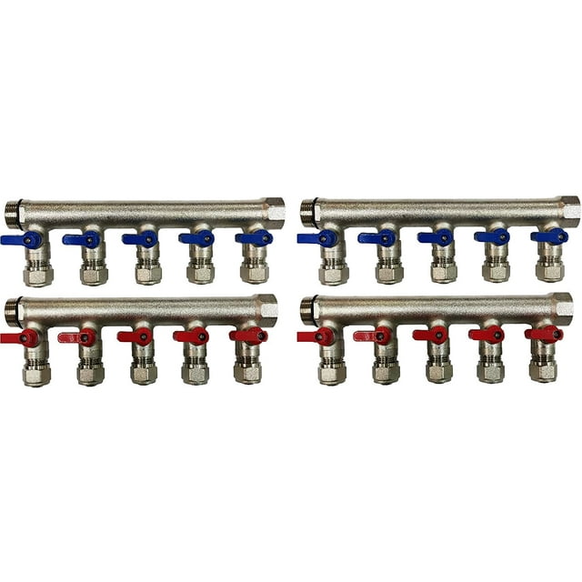 DMNI 10 Loops PEX Plumbing Manifolds with 3/4" NPT Thread Inlet & 1/2 ...