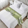 Abstract Art Bed Runner King Size Sage Green Mottled Color Block Oil ...