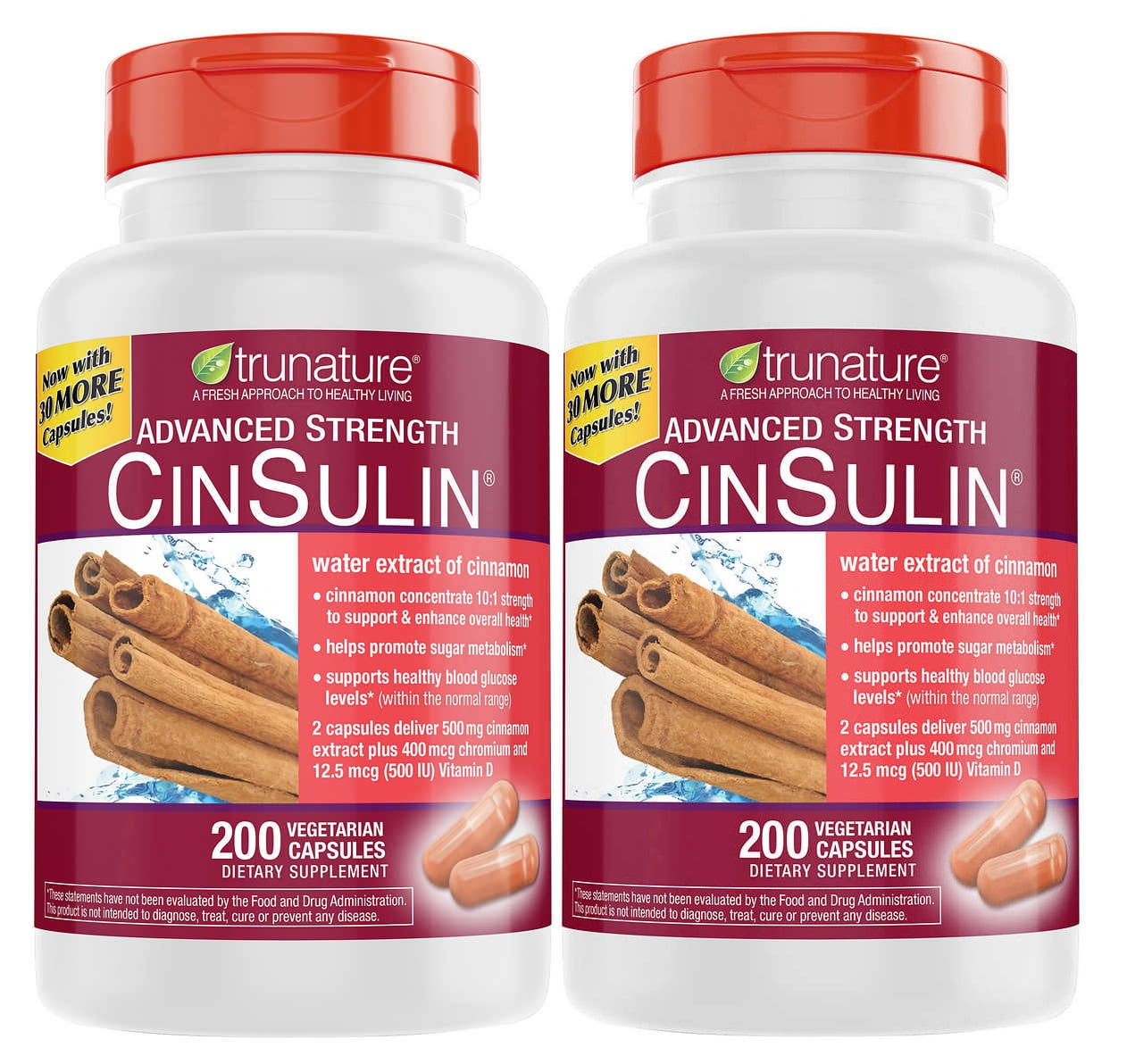 2 PACK | trunature Advanced Strength CinSulin, 200 Vegetarian Features ...