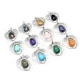 HOOUN Angel Wing Pendant Natural Crystal Heart Chakra Stone Quartz Oval ...