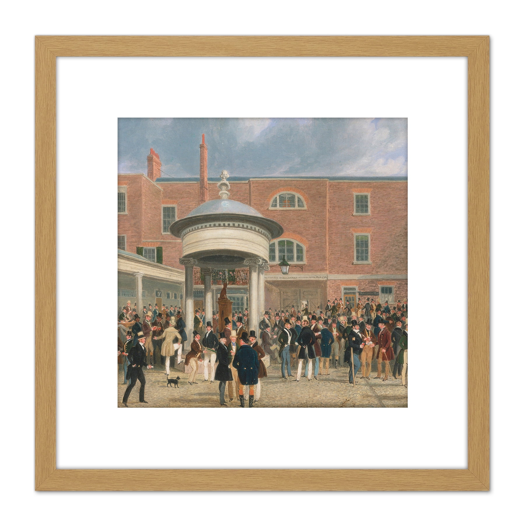 Pollard Epsom Races Settling Day Painting 8X8 Inch Square Wooden Framed ...