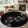 Black Shell Coastal Round Rug 8ft Washable Circle Rugs Non Slip Summer ...
