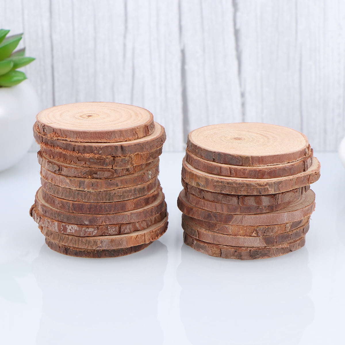 Buy Wood Slices Crafts Natural Circles Slabs Rustic Small Bark Slab ...