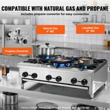 KFFKFF Gas Range for Commercial Kitchens, 6-Burner Countertop Model ...