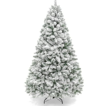 Costway 7.5ft Artificial Plastic Xmas Tree with Snow Flocked Leaves and ...