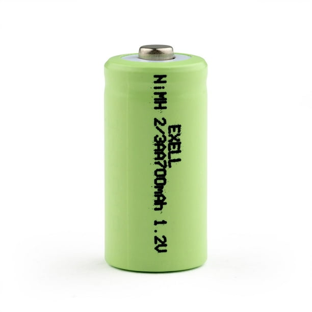Exell 2/3AA NiMH 700mAh 1.2V Button top Rechargeable Battery - Walmart ...