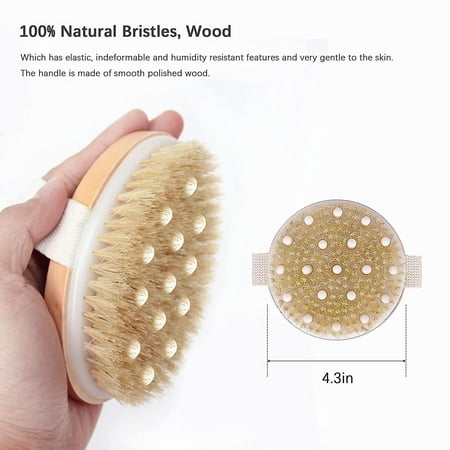Dry Brushing Body Brush, Natural Bristle Dry Skin Exfoliating Brush ...