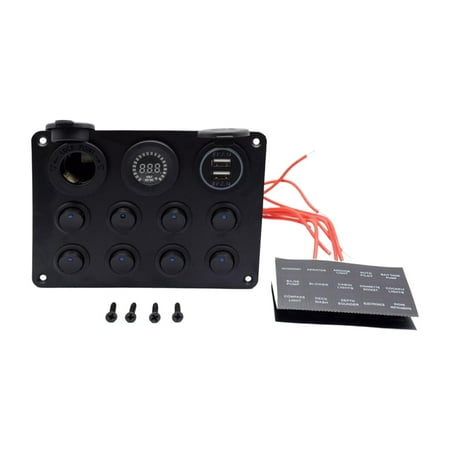8 Gang Toggle Switch Panel, Dual USB Charger Socket LED Overload ...