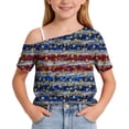 dazeni Girls 4th of July USA Patriotic Short Sleeve Shirt American Flag ...