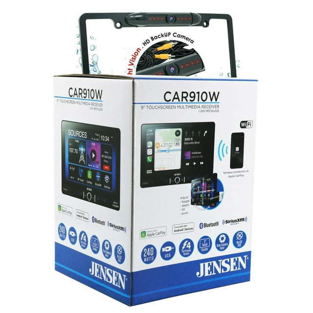 Jensen CAR910W 9" 1-Din Multimedia Receiver with Wireless CarPlay ...