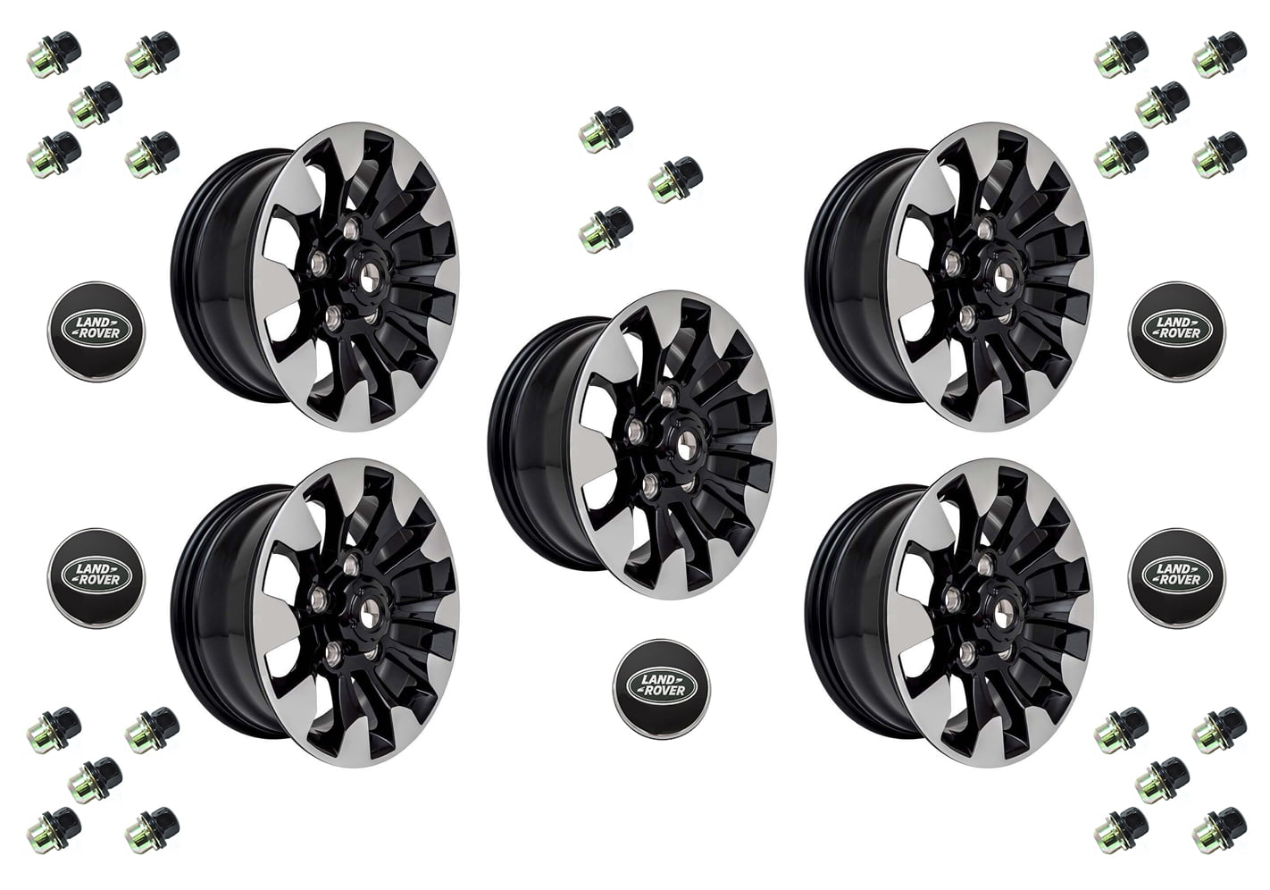 Set Of 5 - 18'' Sawtooth Alloy Wheel Diamont Cut (DA6635) With Lugs ...