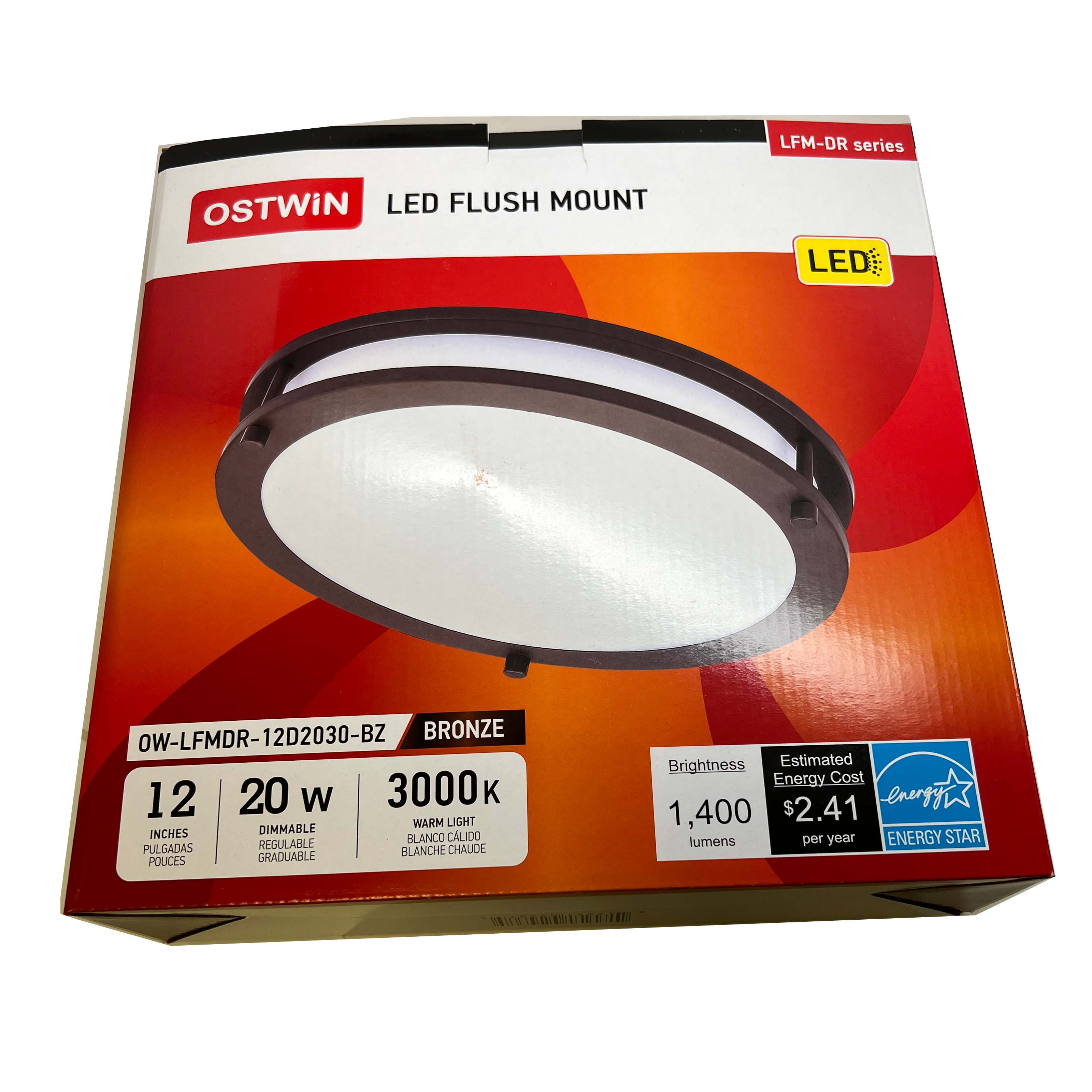 Ostwin LED Flush Mount 12 Inches 20W Dimmable 3000K Warm Light Bronze ...