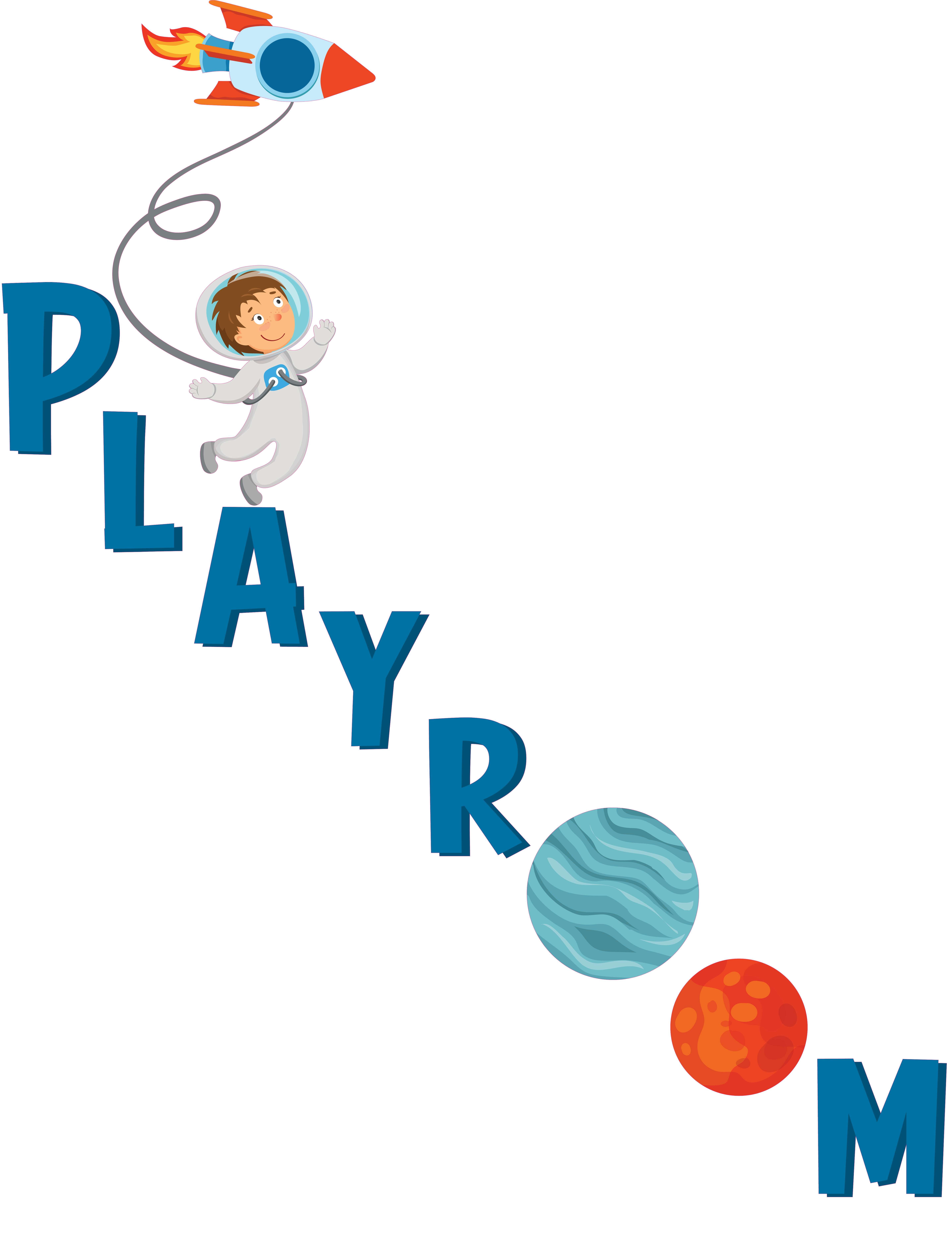 Playroom Logo with Two Planets Neptune and Mars Design Vinyl Wall Decal ...