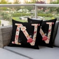 Black Letter N Flower Outdoor Pillow Covers Set of 2 Watercolor ...