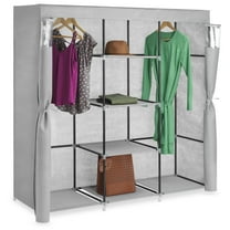 Whitmor Covered Wardrobe with Fabric Storage Shelves Gray-Freestanding ...