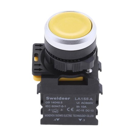 LA155A 600V 10A 22mm Button Momentary Push Button Switch 1NO yellow ...