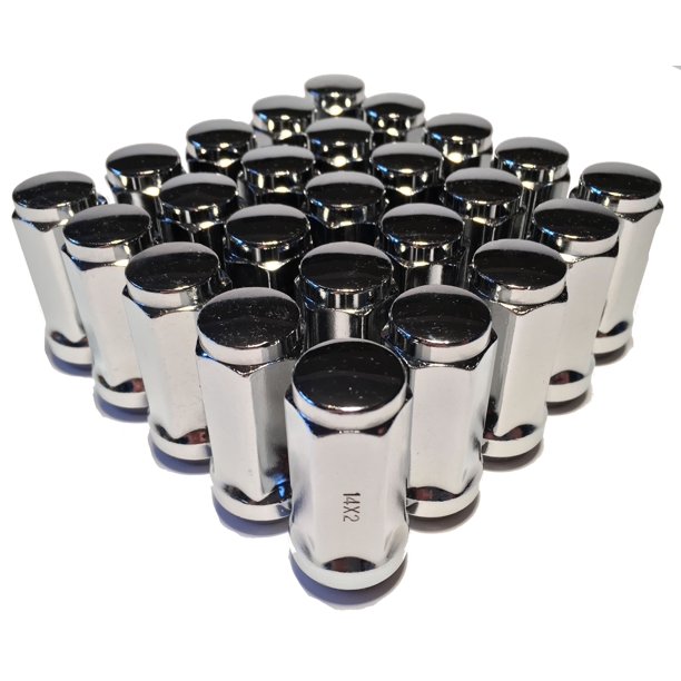 25 Chrome 14x2 Lug Nuts 1.9" Long Bulge Acorn w/ 3/4" Hex Ford Lincoln ...