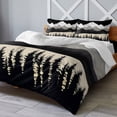 4 Piece Duvet Cover Set Queen, Abstract Forest Mountain Pine Tree Soft ...