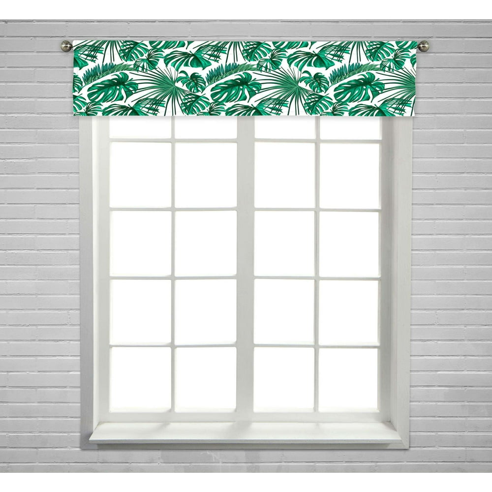 ECZJNT Tropical Palm Leaves Window Curtain Valance Rod Pocket Size ...