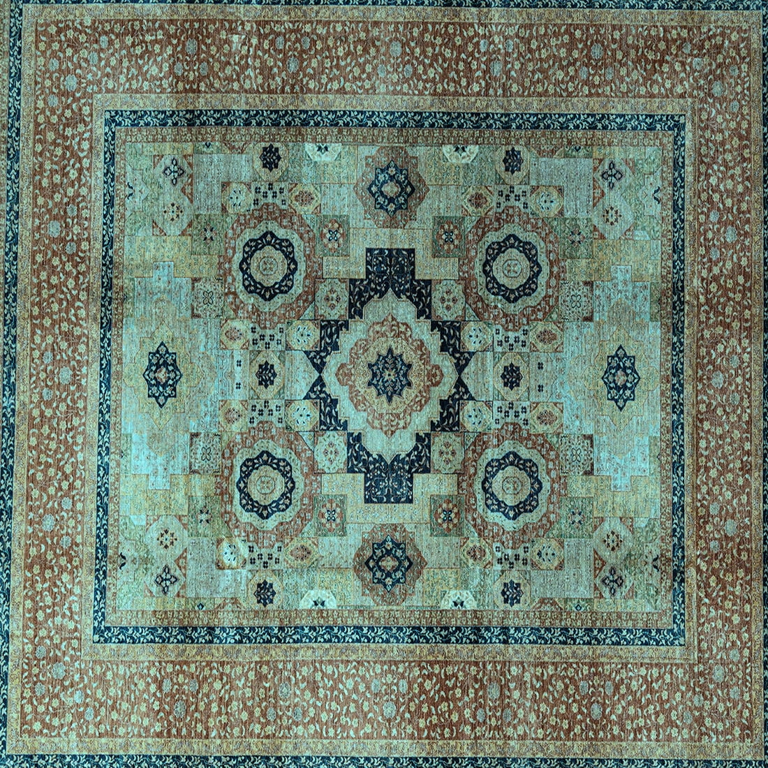 Ahgly Company Indoor Square Oriental Light Blue Modern Area Rugs, 6 ...