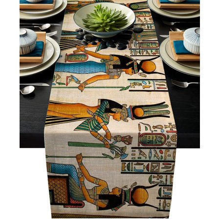 Ancient Egyptian Mural Ethinic Dining Table Runner Non-Slip Table Decor ...