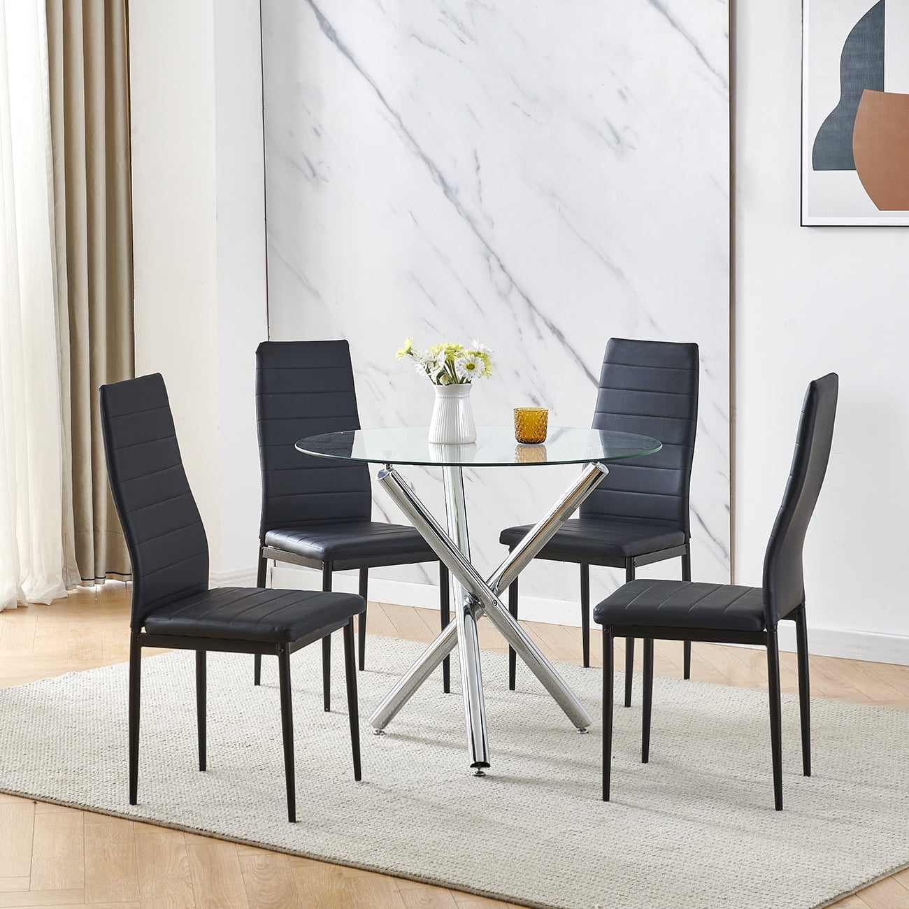 Ansley&HosHo Set of 5 Dining Table Chair Set Kitchen Chairs Dining Room ...