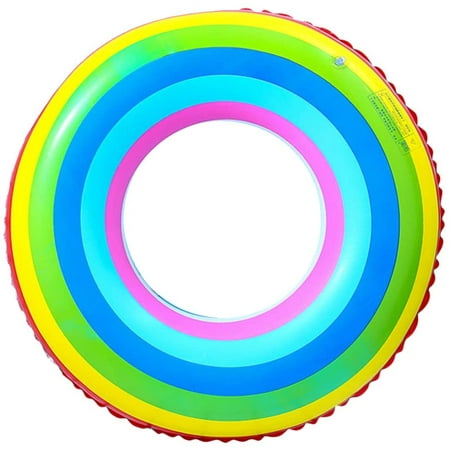 Swimming Ring Floats, Thicken Rainbow Inflatable Pool Float Ring, Pool ...
