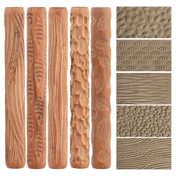 5pcs Clay Modeling Pattern Rollers, Include 5 Patterns, Leaf, Fish ...