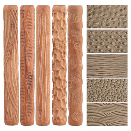 5pcs Clay Modeling Pattern Rollers, Include 5 Patterns, Leaf, Fish ...