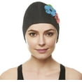 Beemo Swim Bathing Caps For Women Latex Swim Hat - Black With Pin,Green And Royal Flowers ...