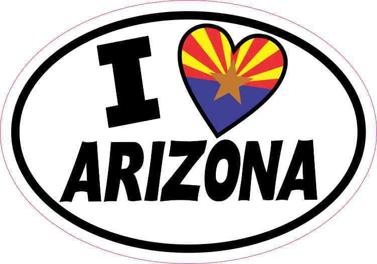 5in x 3.5in Oval I Love Arizona Sticker Vinyl Car Decal Luggage ...