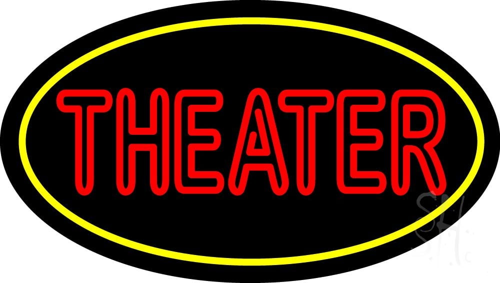 Red Theater With Border LED Neon Sign 20" Tall x 37" Wide - inches ...