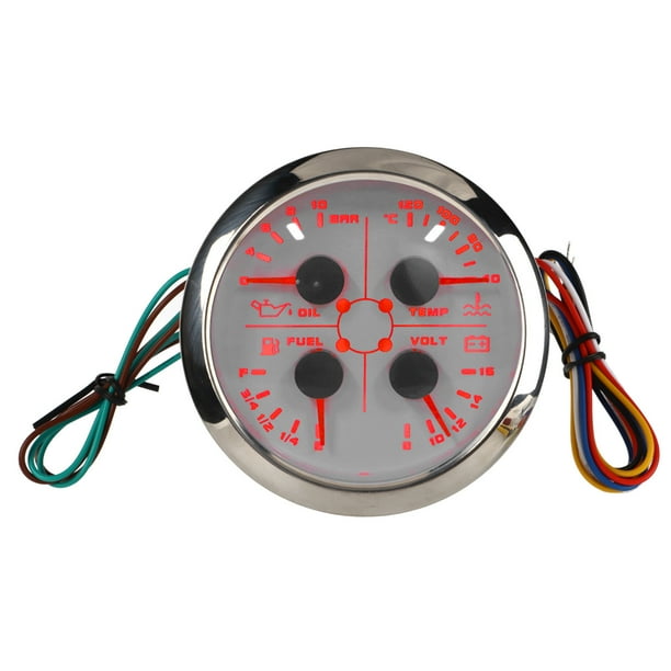 4in1 Guage, DC 9-32V 85mm Waterproof Fuel Level Oil Pressure Water Temp ...