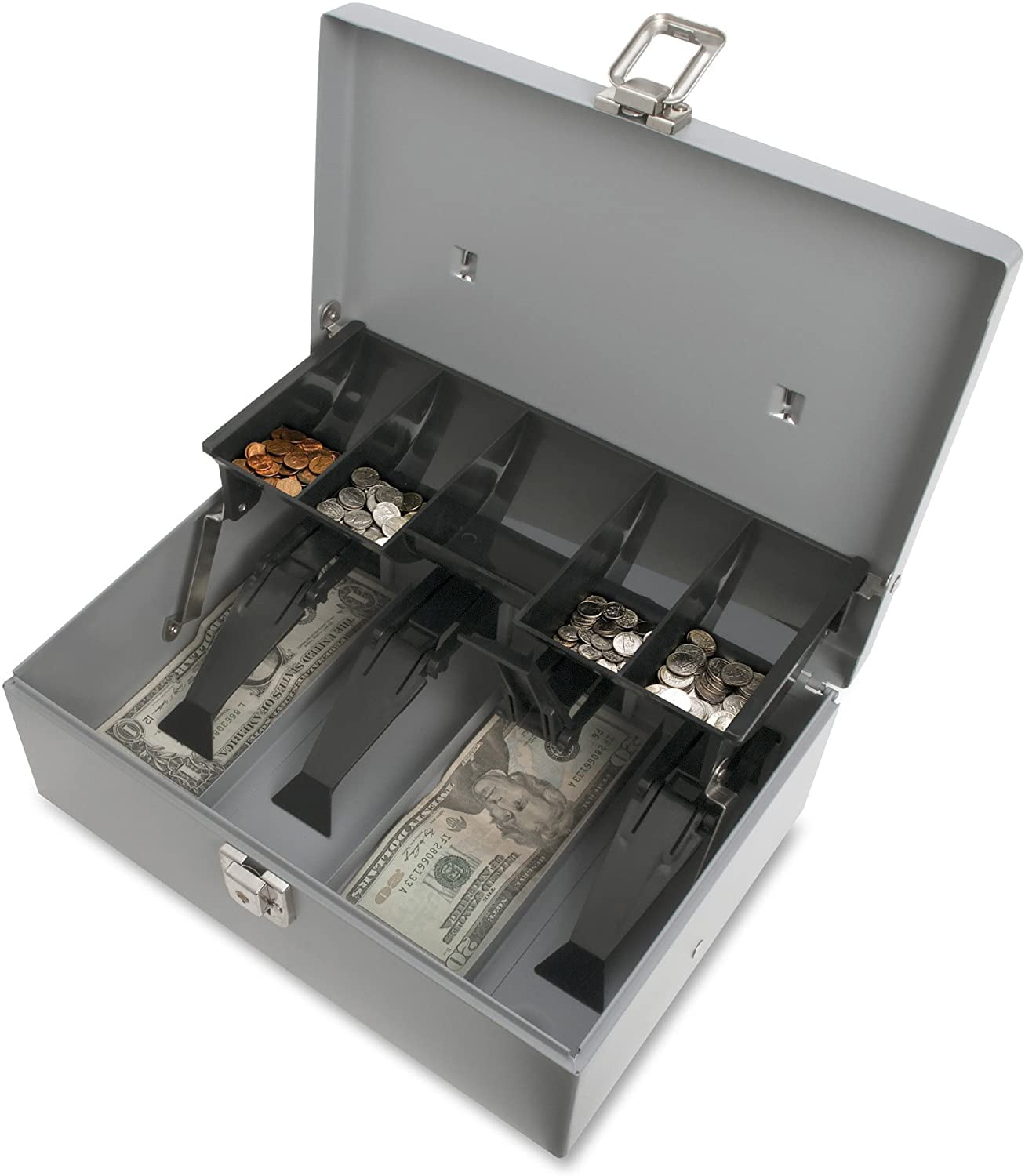 Sparco 5-Compartment Tray Cash Box - 5 Coin - Gray - 3.4" (86.4 mm ...