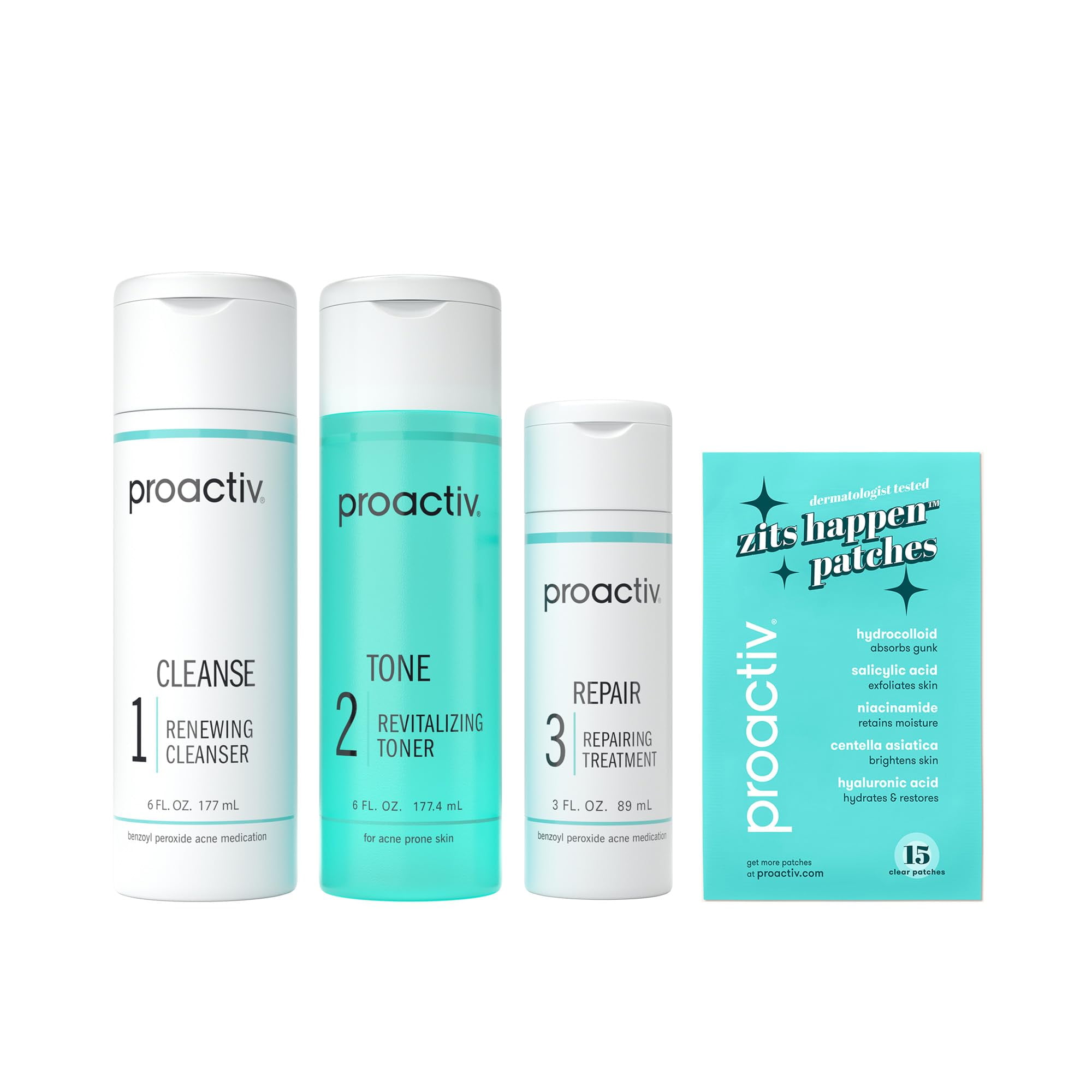 Kit de tratamiento para el acné Proactiv de 3 pasos con parches para ...