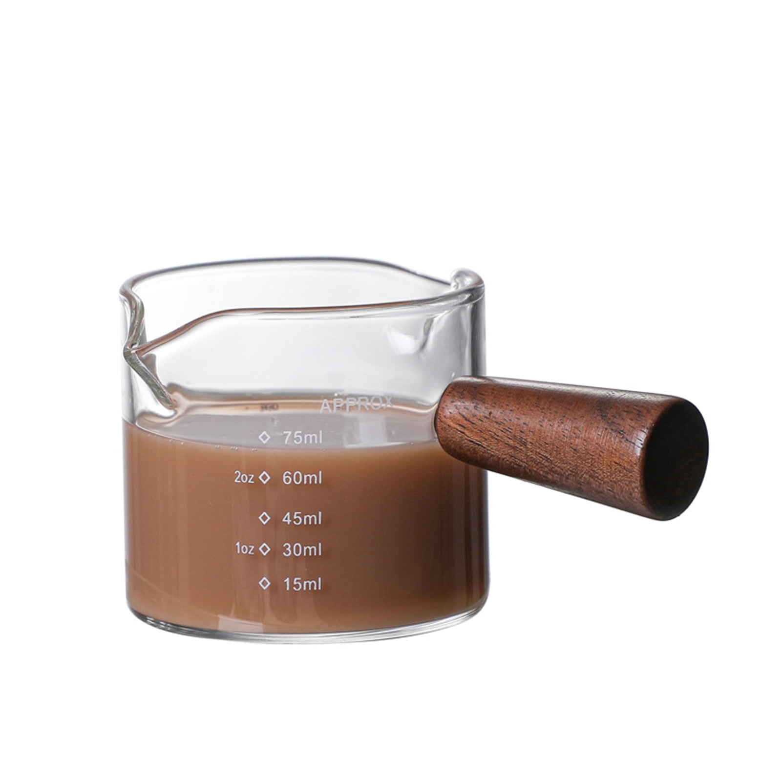 Warkul 70/75/150ML Double Spout Wooden Handle Coffee Cup Heat Resistant ...
